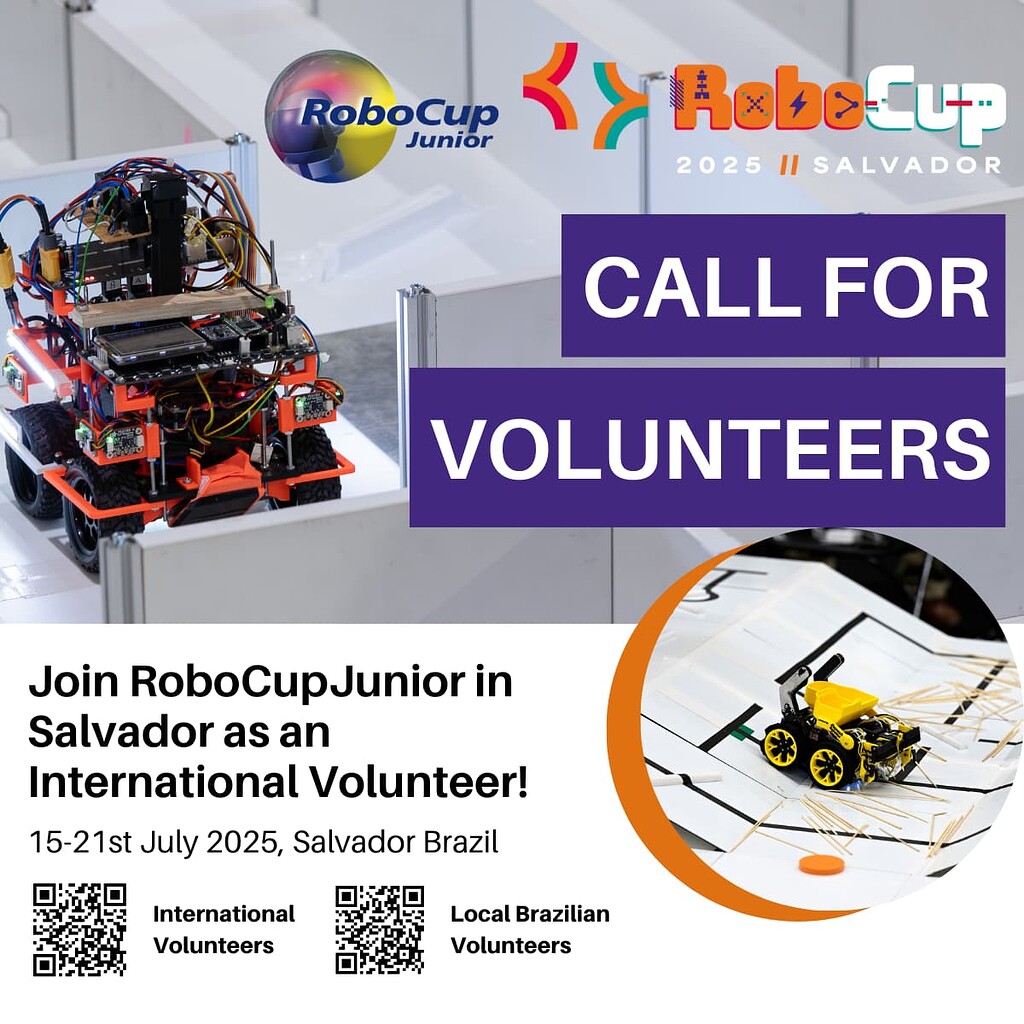 🌟 Call for International Volunteers – RoboCup 2025 in Salvador, Brazil! - RoboCupJunior Forum